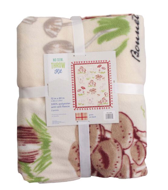 72 Wide Mushrooms No Sew Fleece Blanket Joann