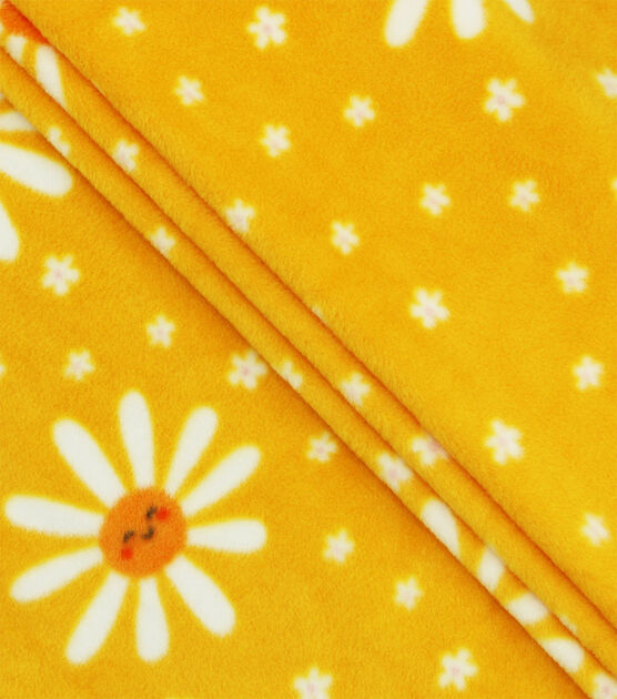 Spring Daisy On Yellow Anti Pill Plush Fleece Fabric By Pop Joann