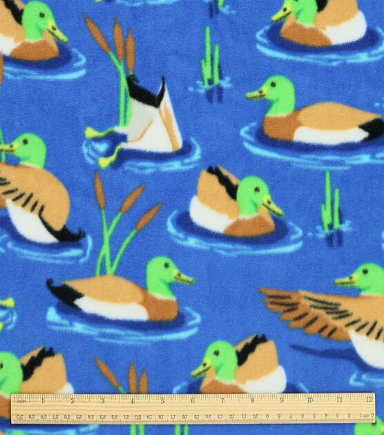 Mallards In Water On Blue Anti Pill Plush Fleece Fabric Joann