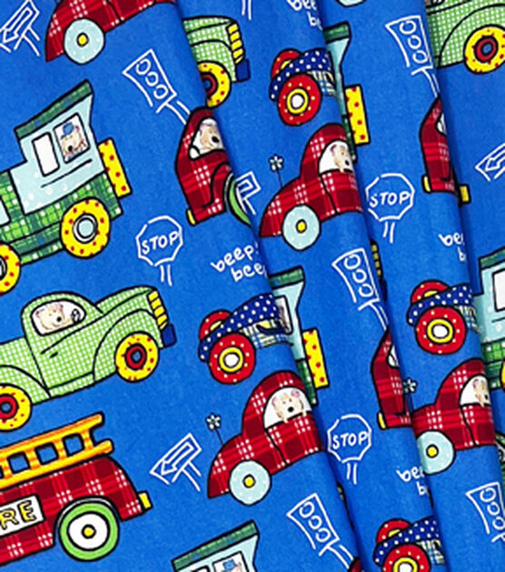 Transportation Bears On Dark Blue Nursery Cotton Fabric Joann