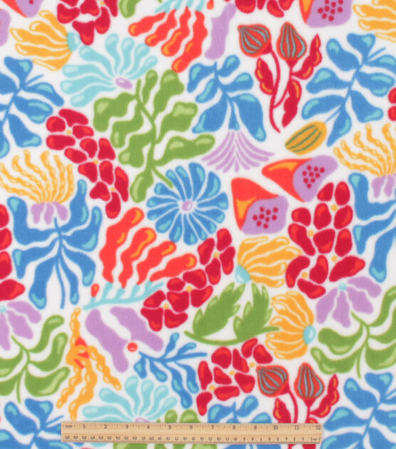 Floral On White Anti Pill Plush Fleece Fabric Joann