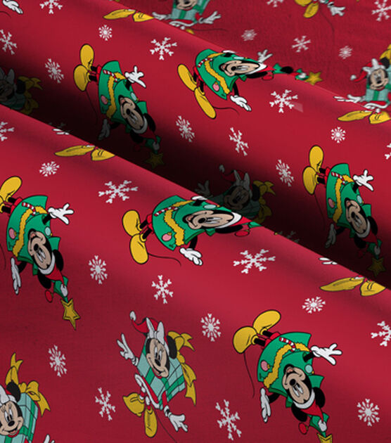 Mickey And Minnie Presents On Red Christmas Cotton Fabric Joann