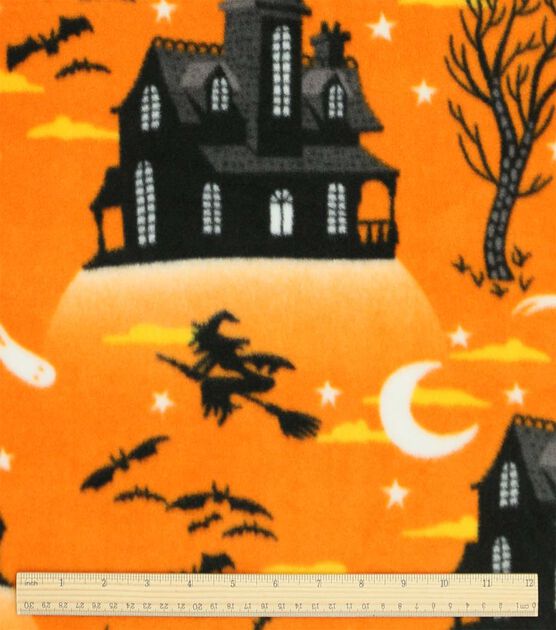 Boo Haunted Landscape On Orange Halloween Anti Pill Plush Fleece