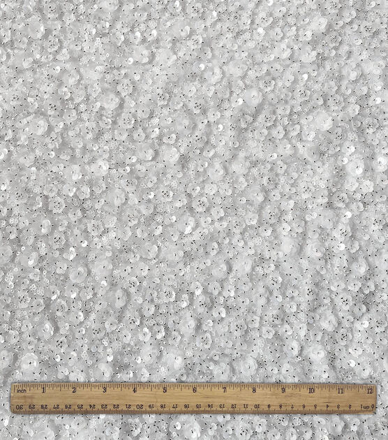 Badgley Mischka White Sequin Floral Mesh Fabric Joann