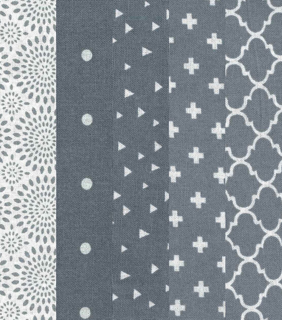 18 X 21 Assorted Gray Cotton Fabric Quarters 5ct By Keepsake Calico
