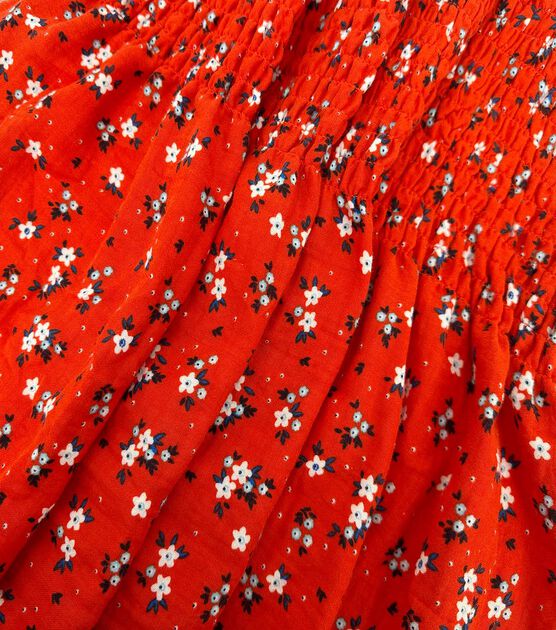 Red Ditsy Floral Smocked Bubble Gauze Fabric By Pop Joann