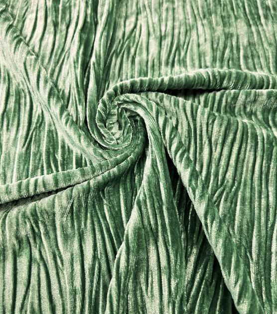 Green Stretch Pleated Crushed Velvet Fabric Joann