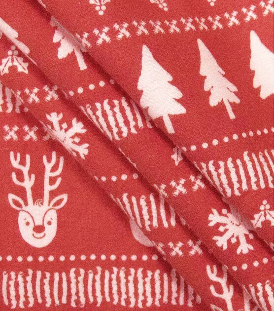 Fair Isle On Red Super Snuggle Christmas Flannel Fabric By Pop Joann