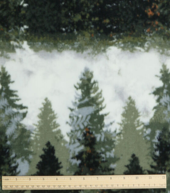 Faded Trees On Green Anti Pill Fleece Fabric Joann