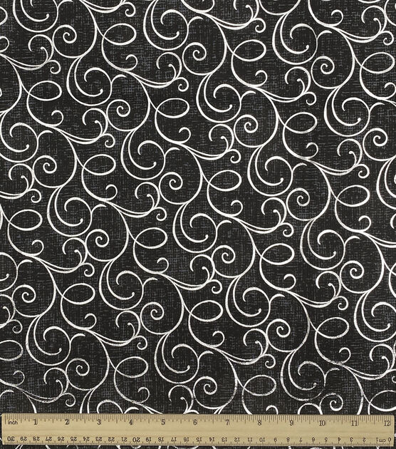 Swirls On Black Quilt Foil Cotton Fabric By Keepsake Calico Joann