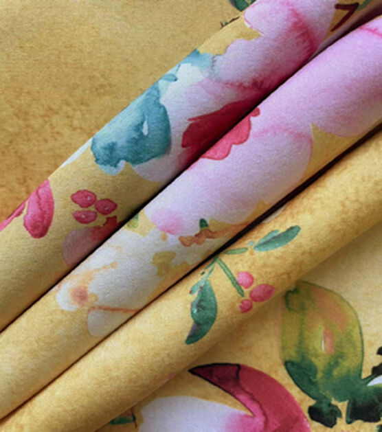 Yellow Large Floral Stretch Chiffon Fabric Joann