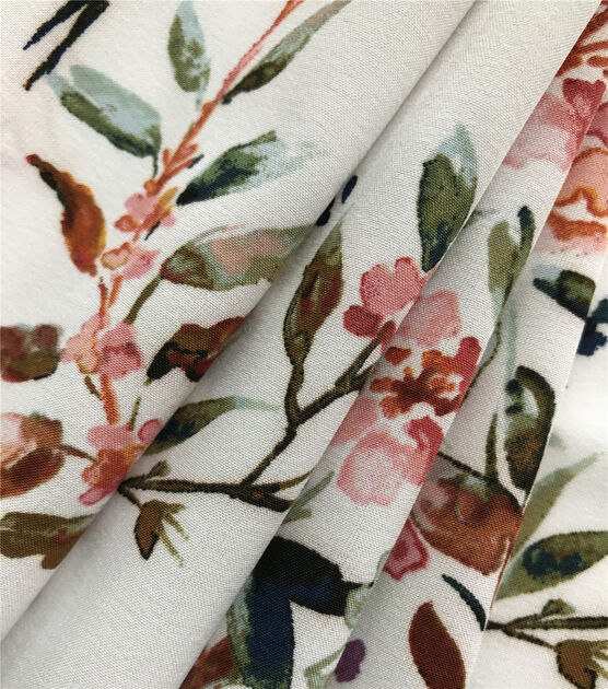 Silky Stretch Chiffon Fabric White Multi Floral Spray Joann