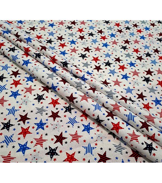 Stars And Stripes On White Patriotic Cotton Fabric Joann