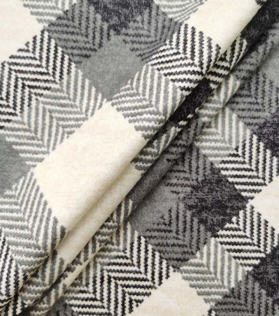Gray Diagonal Plaid Luxe Flannel Fabric Joann