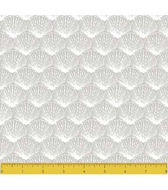 Stitch And Sparkle Gray Fan Shells Cotton Fabric Joann