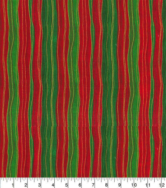 Fabric Traditions Red And Green Wavy Striped Christmas Cotton Fabric Joann