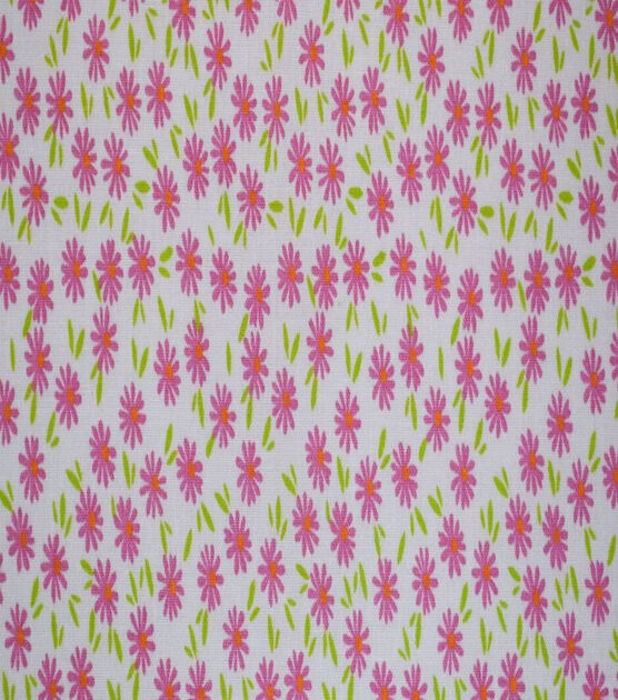 Pink Packed Ditsy Floral On White Cotton Fabric By Quilters Showcase