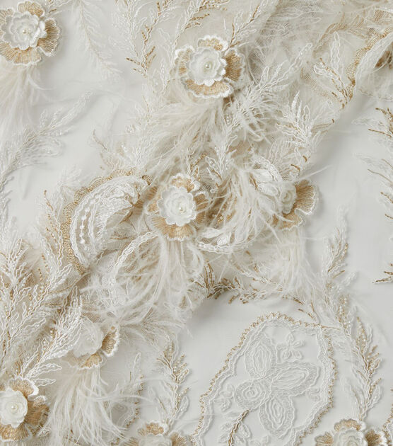 Badgley Mischka Champagne Ostrich Feather Mesh Fabric Joann