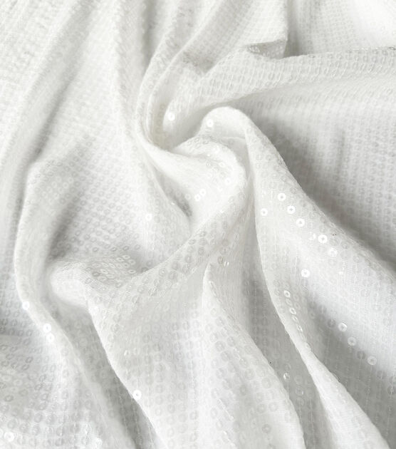 White Clear Sequin On Chiffon Fabric Joann