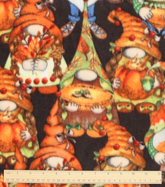 Thanksgiving Gnomes On Black Anti Pill Plush Fleece Fabric Joann