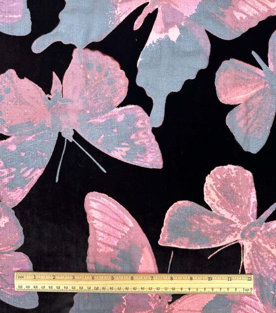 Butterflies On Black Burnout Velvet Fabric Joann