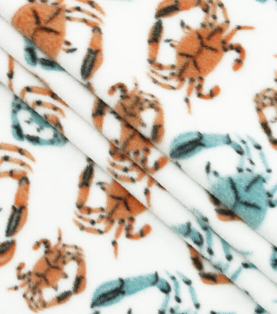 Resort Crabs On White Anti Pill Plush Fleece Fabric Joann