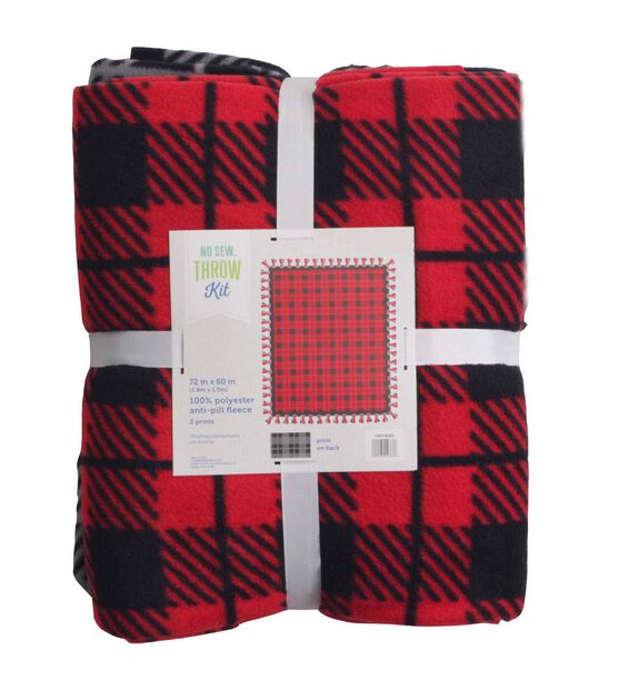 72 Wide Red Plaid No Sew Fleece Blanket Joann
