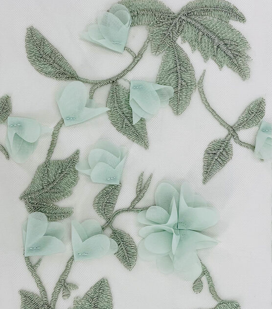 Green 3d Floral And Vines Mesh Fabric By Sew Sweet Joann