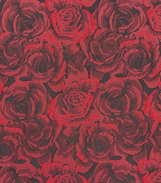 Red Roses Embossed 3d Halloween Jacquard Fabric By The Witching Hour