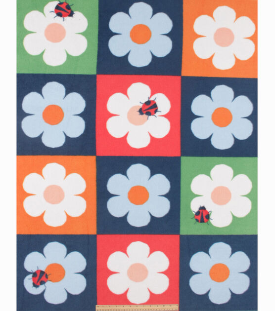 48 Multicolor Wide Daisies And Ladybugs No Sew Fleece Blanket Joann