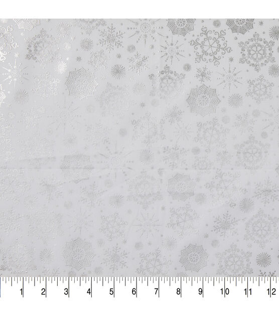 Snowflakes On White Christmas Foil Cotton Fabric Joann
