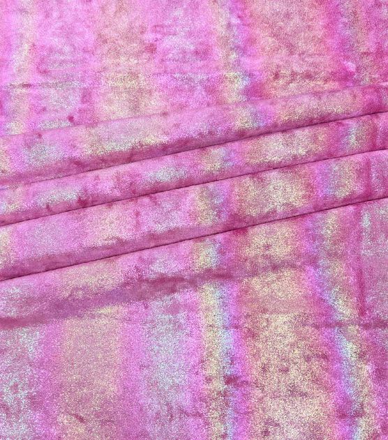 Pink Crushed Velvet With Rainbow Foil Apparel Fabric Joann