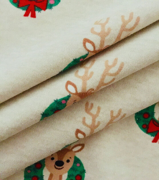 Beige Reindeer Interlock Knit Fabric By Pop Joann