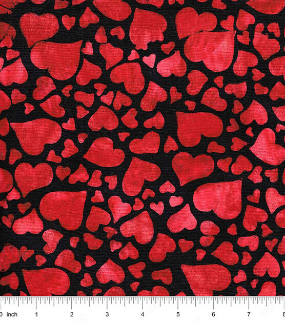 Packed Red Hearts On Black Batik Valentines Day Cotton Fabric Joann