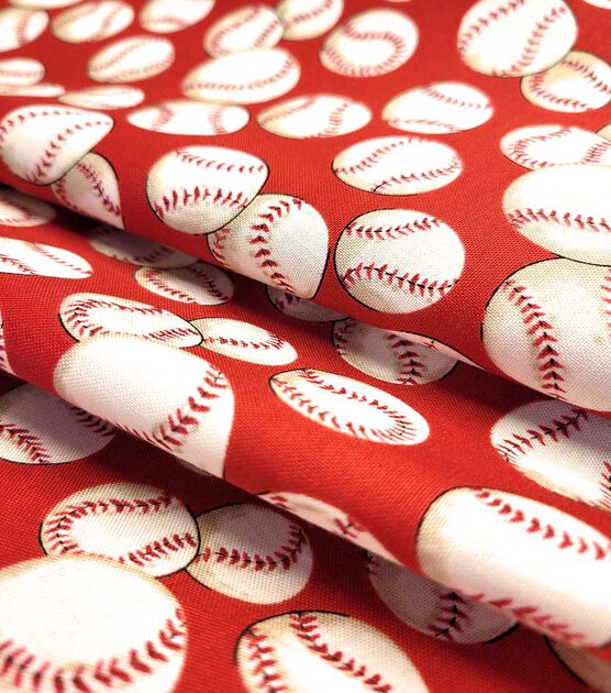 Alexander Henry Baseballs On Red Premium Cotton Fabric Joann