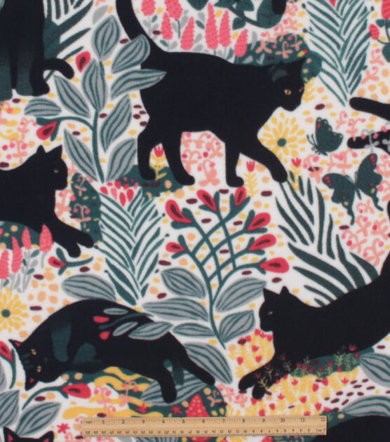 Floral On Black Anti Pill Plush Fleece Fabric Joann