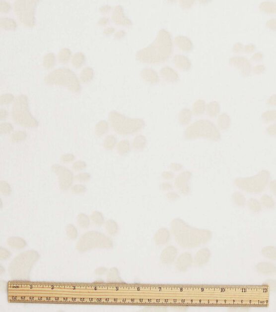Cream Embossed Paw Prints Sew Lush Fleece Fabric Joann