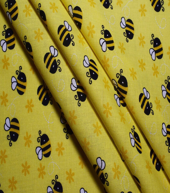 Buzzing Bees On Yellow Quilt Cotton Fabric By Quilters Showcase Joann