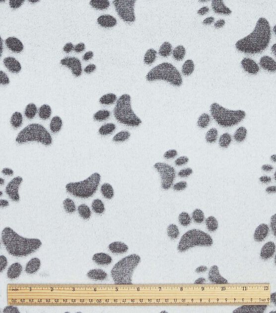 Gray Embossed Paw Prints Sew Lush Fleece Fabric Joann