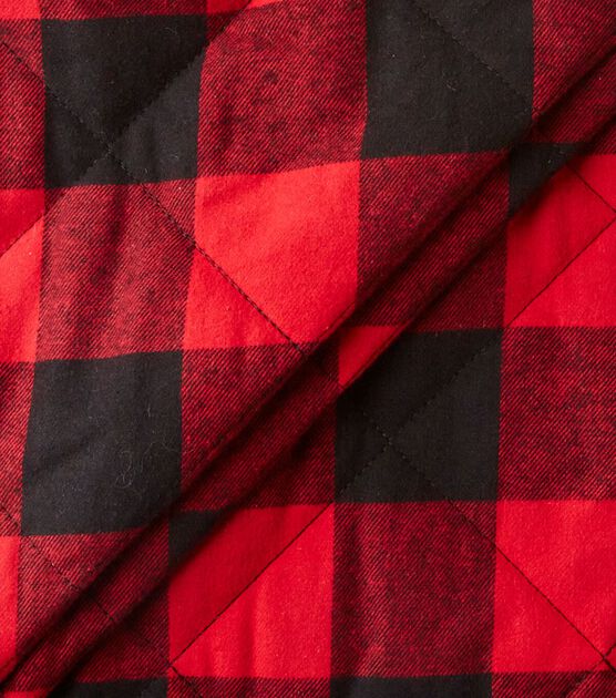 Eddie Bauer Red Buffalo Check Quilted Polyester Shirting Fabric Joann