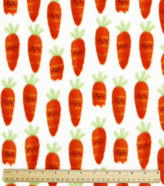 Carrots On White Anti Pill Plush Fleece Fabric By Pop Joann