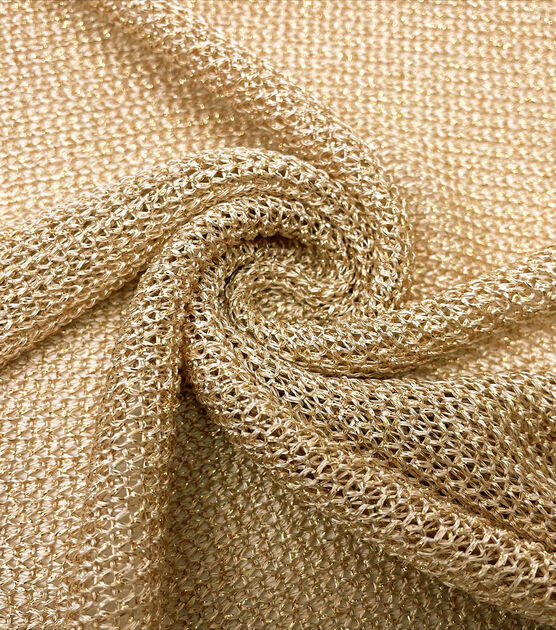 Gold Metallic Crochet Knit Fabric Joann