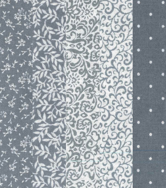 18 X 21 Assorted Gray Cotton Fabric Quarters 5ct By Keepsake Calico