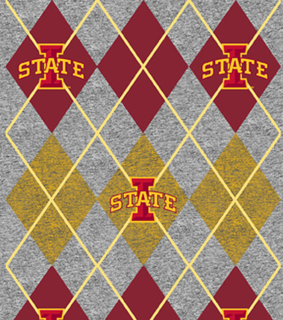 Iowa State College Fleece Fabric Heather Argyle Joann