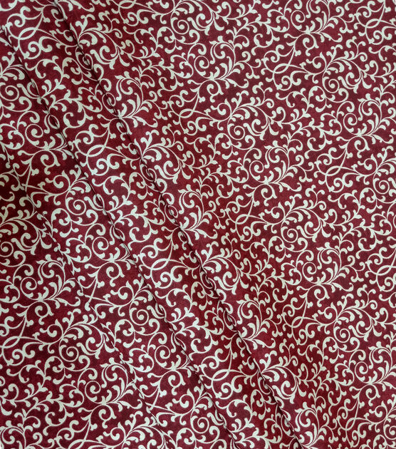 Cranberry Red Scroll Cotton Canvas Fabric Joann