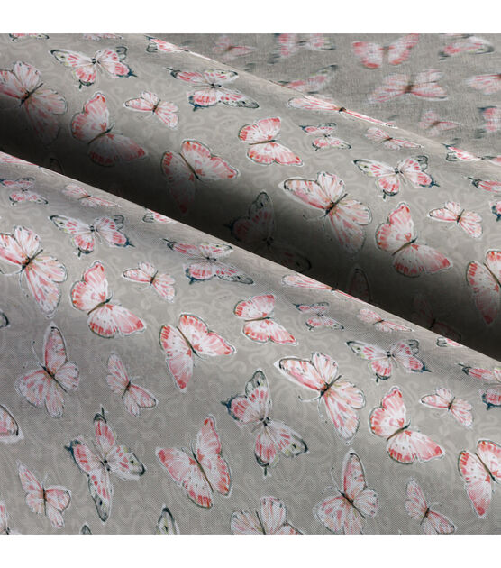 Susan Winget Blush Butterflies On Gray Premium Cotton Fabric Joann