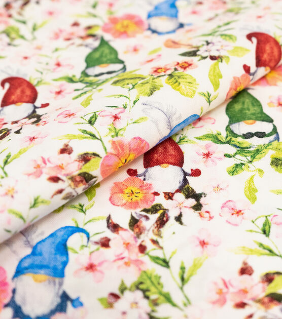 Singer Springtime Gnomes White Cotton Fabric Joann