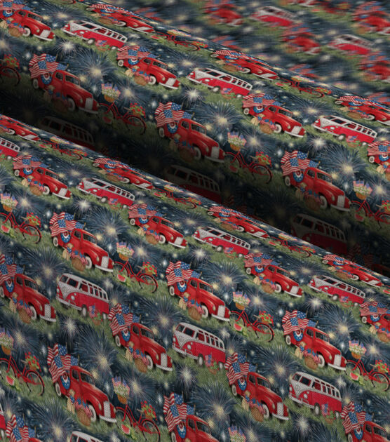 Susan Winget Red Cars Patriotic Cotton Fabric Joann