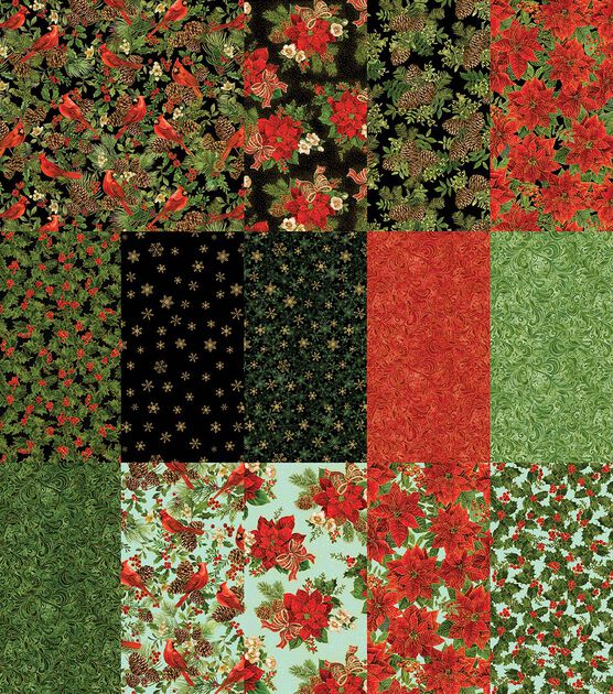 Hi Fashion 10 Traditional Christmas Cotton Fabric Squares 42ct Joann