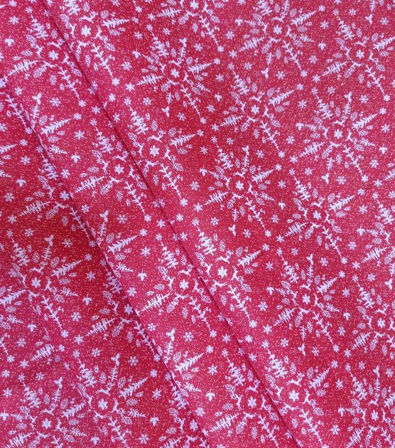Snowflakes On Red Christmas Glitter Cotton Fabric Joann